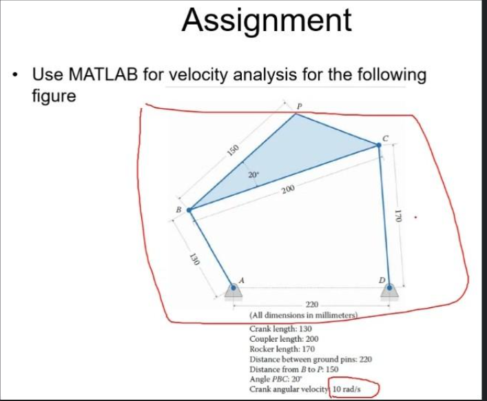 Assignment Use MATLAB for velocity analysis for the | Chegg.com