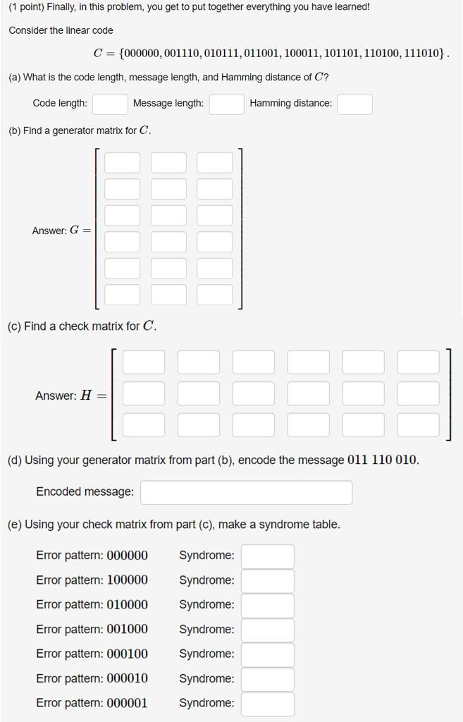 Solved (1 point) Finally, in this problem, you get to put | Chegg.com