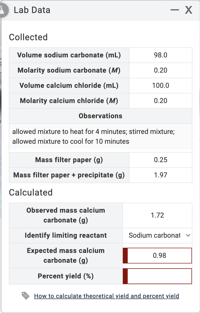 Solved What is the expected mass of calcium carbonate? | Chegg.com