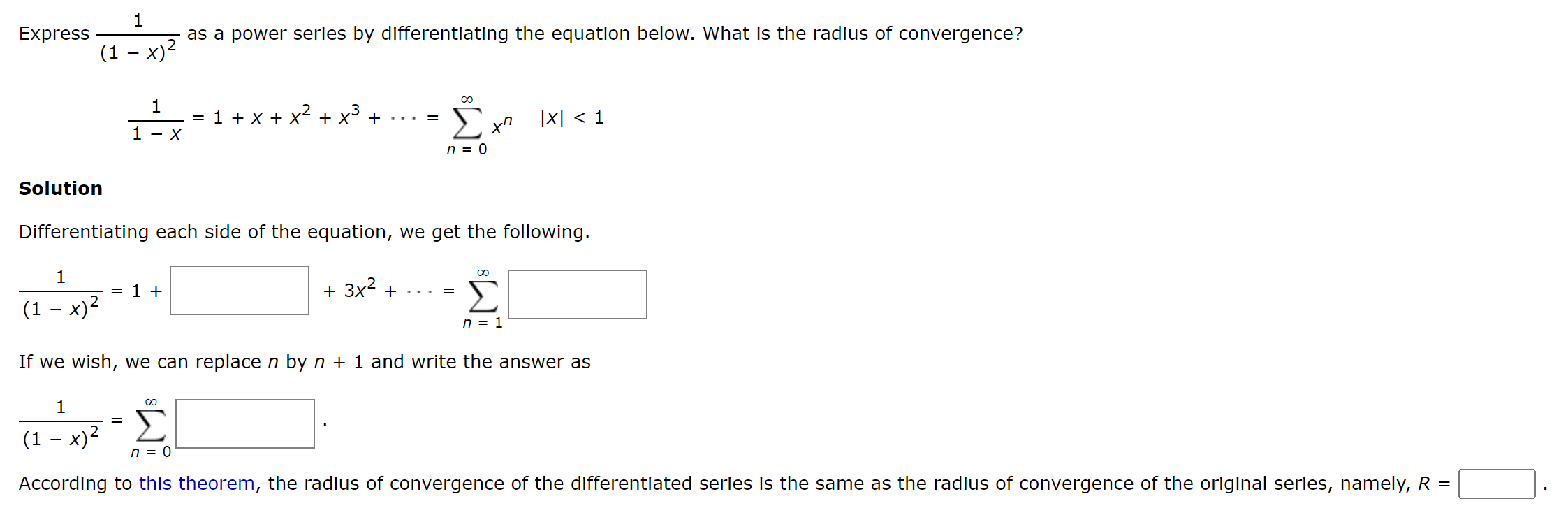 Solved Express (1−x)21 as a power series by differentiating | Chegg.com