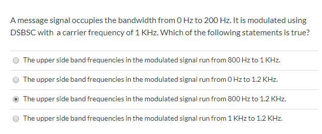 Solved A message signal occupies the bandwidth from 0 Hz to | Chegg.com