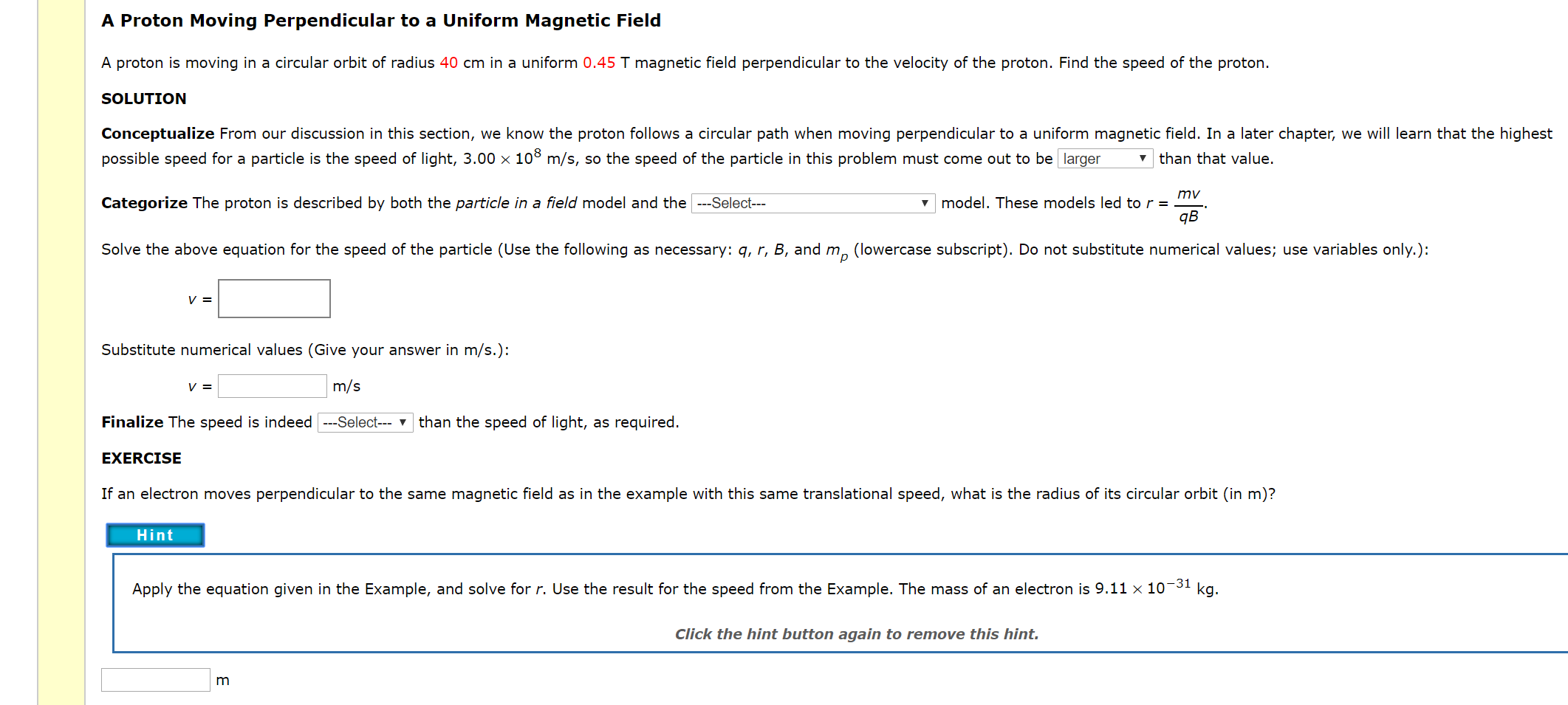 Solved A Proton Moving Perpendicular to a Uniform Magnetic | Chegg.com