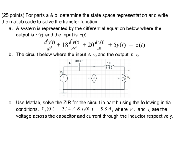 Solved (25 points) For parts a & b, determine the state | Chegg.com