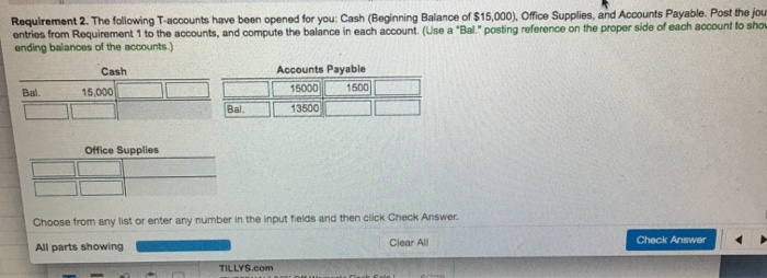 Solved Requirement 2. The following T-accounts have been | Chegg.com Solved Requirement 2. The following T-accounts have been | Chegg.com