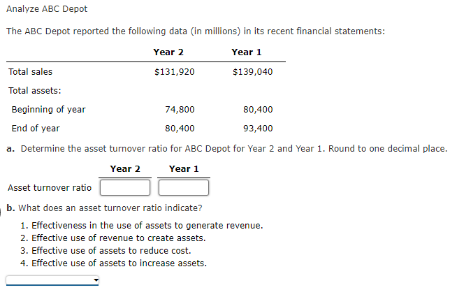 Solved Analyze ABC Depot The ABC Depot reported the | Chegg.com
