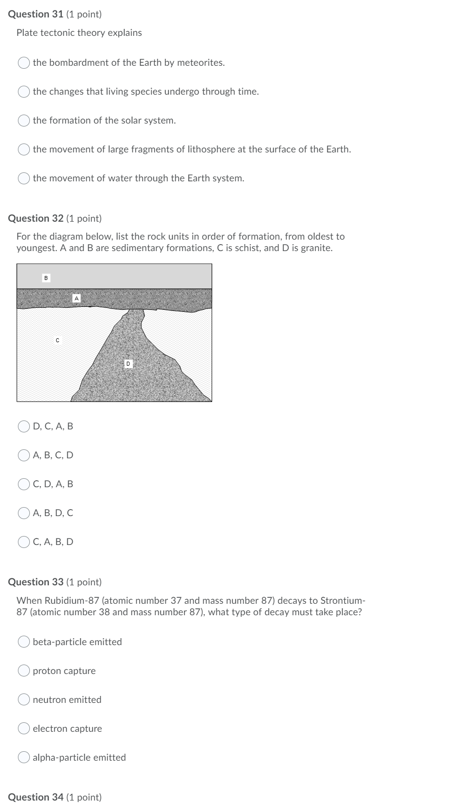 Solved Question 31 (1 point) Plate tectonic theory explains | Chegg.com