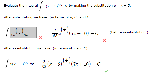Solved Evaluate the integral x(x - 5)5/2 dx by making the | Chegg.com
