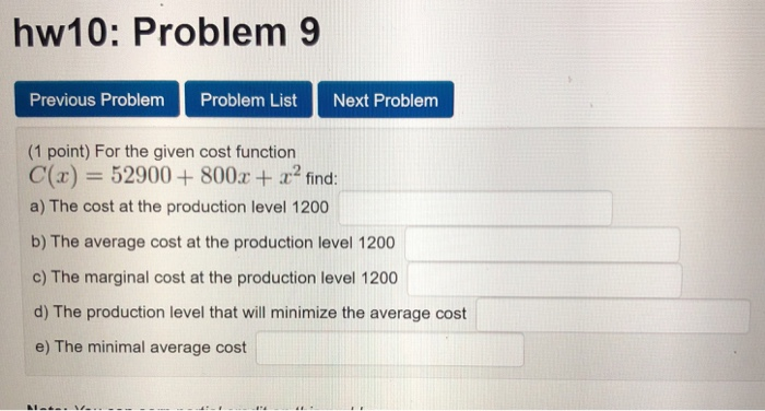 Solved hw10: Problem 9 Previous Problem Problem List Next | Chegg.com