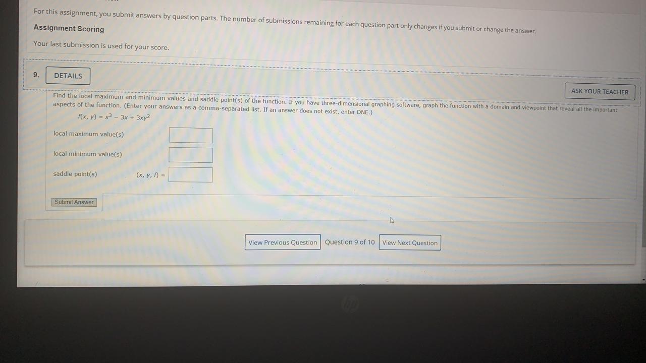 Solved For this assignment, you submit answers by question | Chegg.com