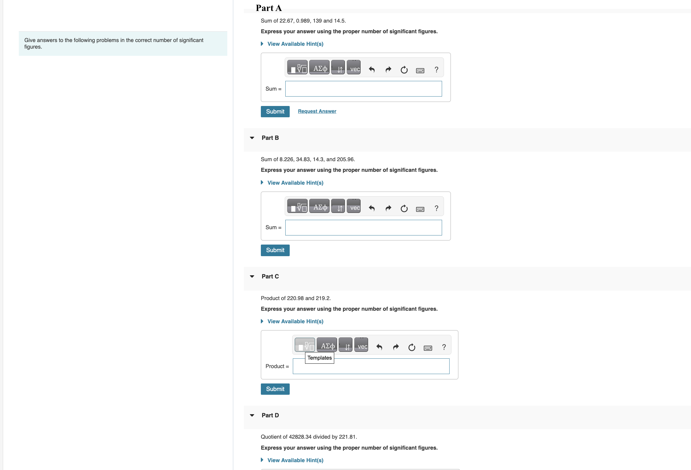 Solved Sum of 22.67,0.989,139 and 14.5. Express your answer | Chegg.com
