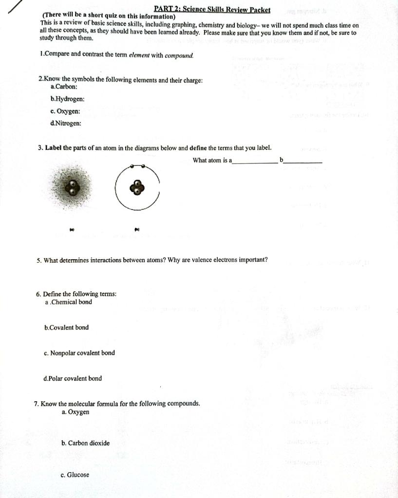 Solved PART 2: Science Skills Review Packet (There will be a | Chegg.com