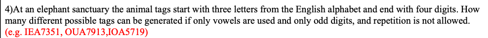 Solved 4)At an elephant sanctuary the animal tags start with | Chegg.com
