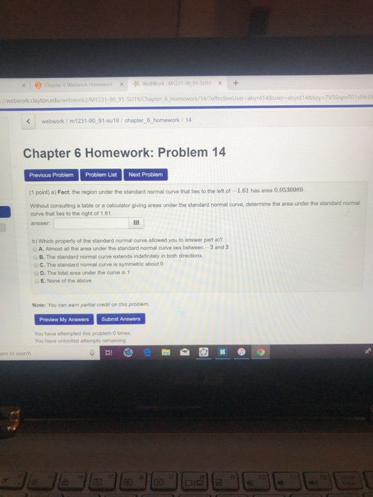 Solved Ohapter 6 Webwork Homework X WellWork M1231-90 | Chegg.com