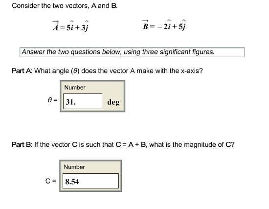 Solved Consider the two vectors, A and B. À=5i +3j B=-2i+5 | Chegg.com