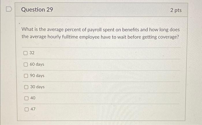 Solved Question 29 2 pts What is the average percent of | Chegg.com