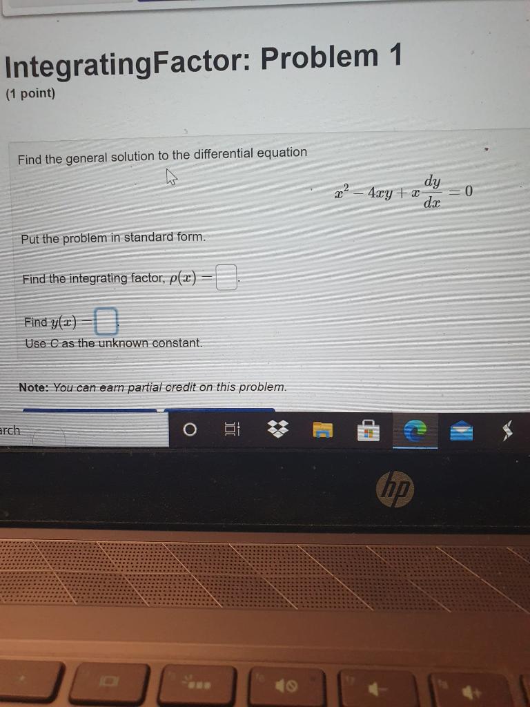 Solved IntegratingFactor: Problem 1 (1 point) Find the | Chegg.com