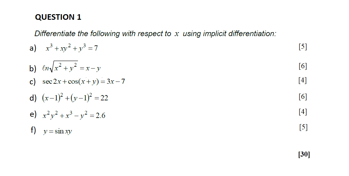 Solved QUESTION 1 Differentiate the following with respect | Chegg.com