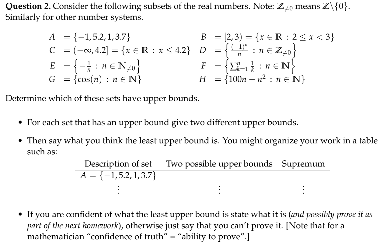 Solved Question 2. Consider the following subsets of the | Chegg.com