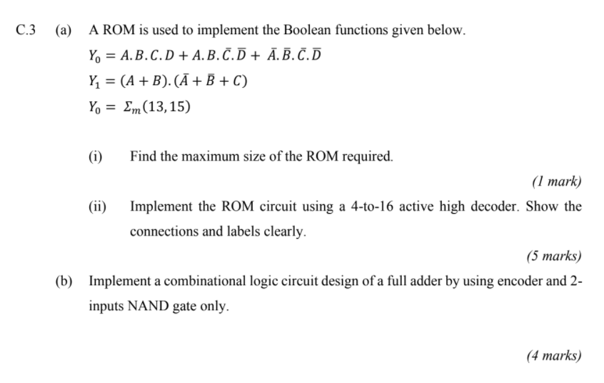 Solved C.3 (a) A ROM is used to implement the Boolean | Chegg.com