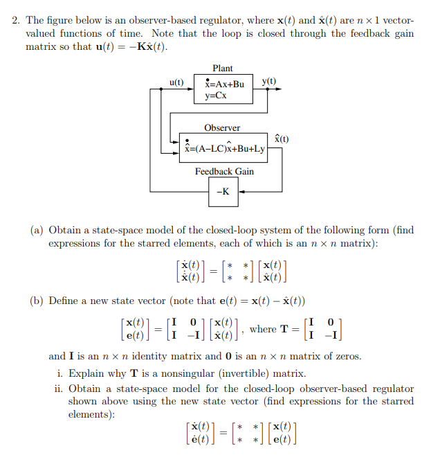 Solved 2. The figure below is an observer-based regulator, | Chegg.com