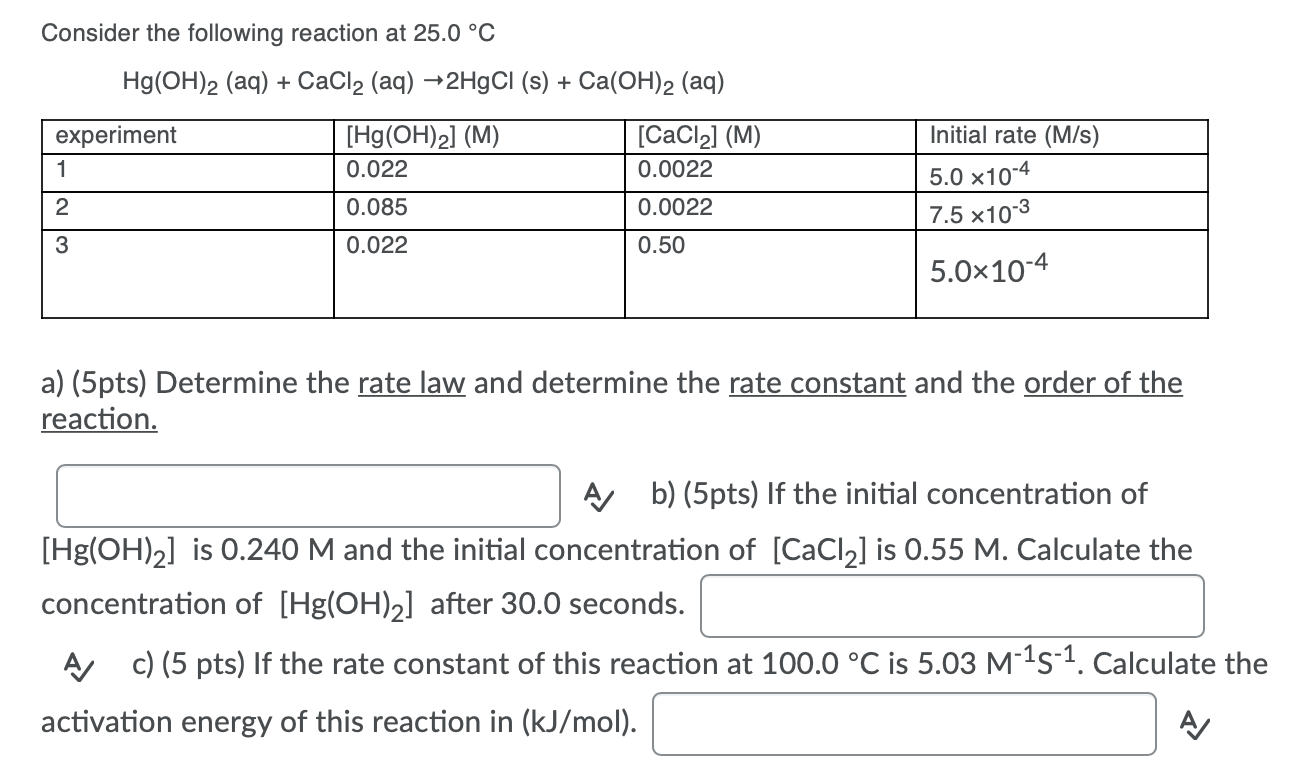 Solved Consider the following reaction at 25.0 °C Hg(OH)2 | Chegg.com