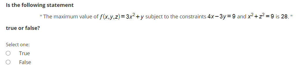 Solved Is the following statement "The maximum value of | Chegg.com