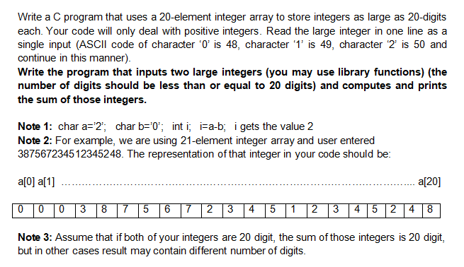 Solved Write a C program that uses a 20-element integer | Chegg.com