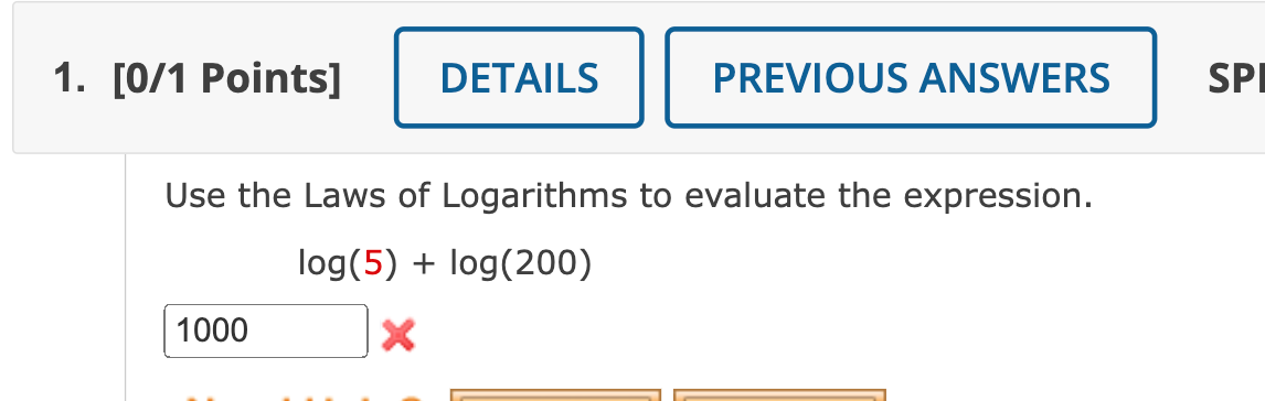 Solved Use the Laws of Logarithms to evaluate the | Chegg.com