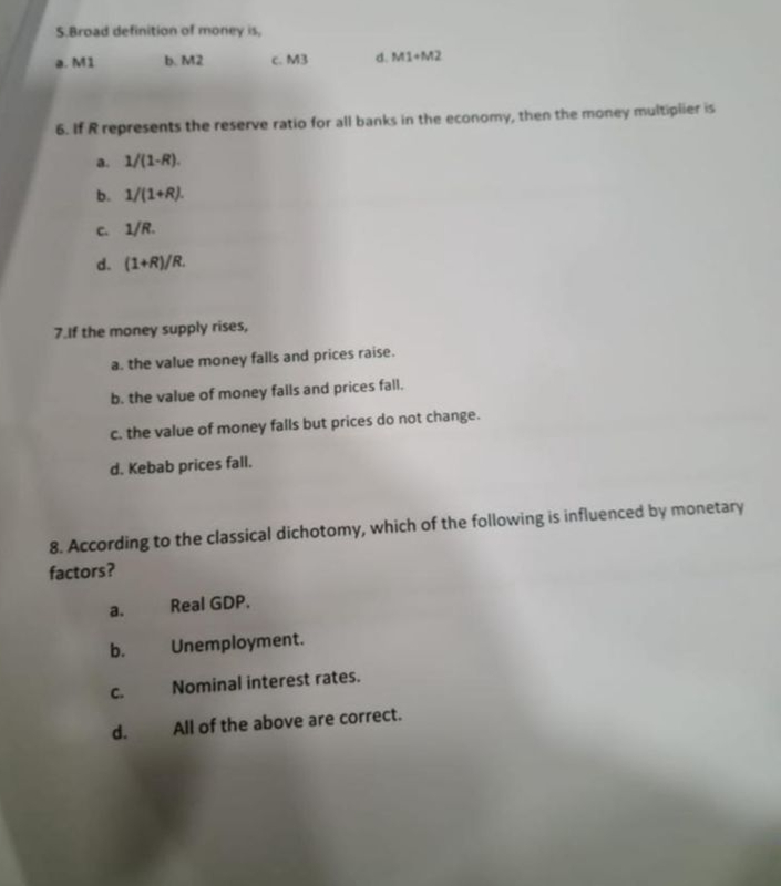 Solved S. ﻿Broad definition of money is,a. | Chegg.com