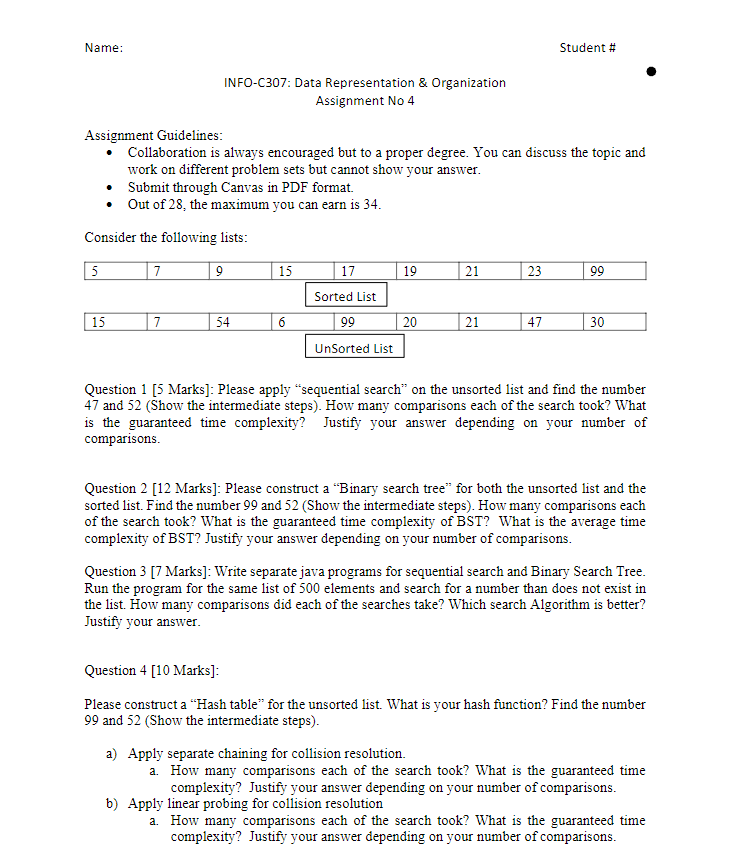 Solved INFO-C307: Data Representation & | Chegg.com