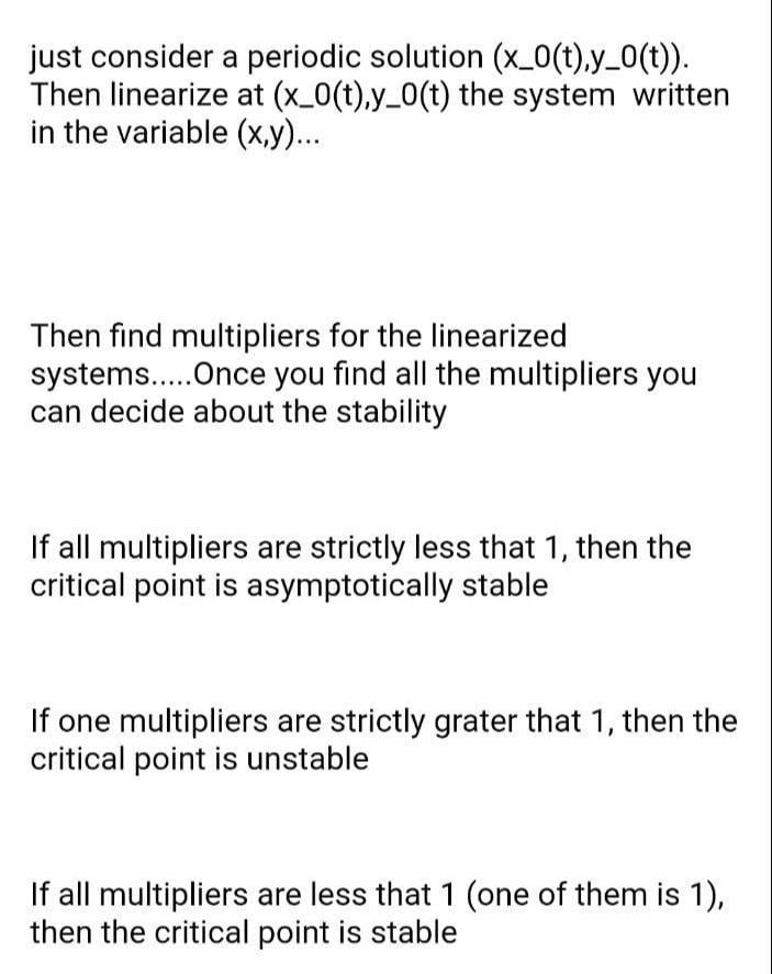 Solved Investigate the stability of any periodic solution | Chegg.com