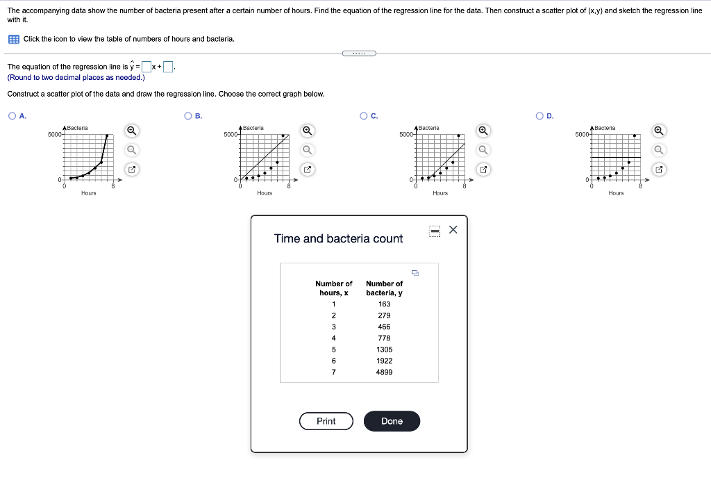 Solved The accompanying data show the number of bacteria | Chegg.com