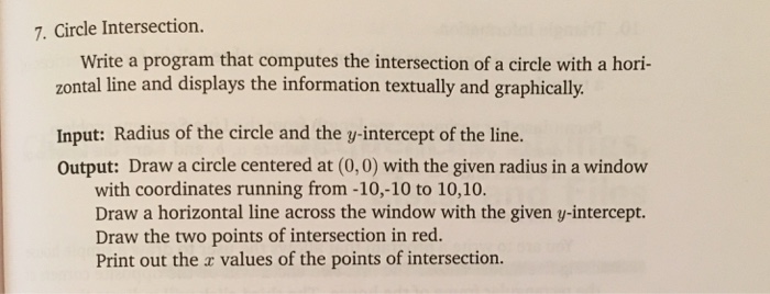 Solved 7. Circle Intersection. Write a program that computes | Chegg.com
