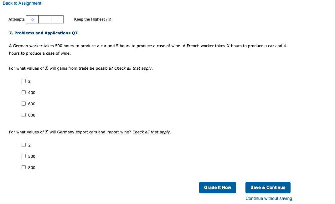 Solved Back to Assignment Attempts Keep the Highest / 2 7. | Chegg.com