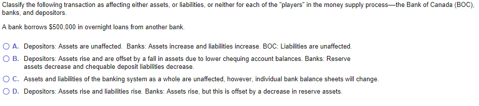 Solved Classify the following transaction as affecting | Chegg.com