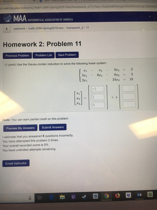 Solved rk math lsu.edu/webwork2/Math-2090-Spring2019 | Chegg.com