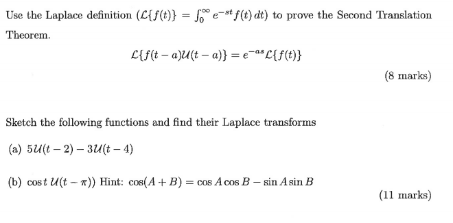 Solved Use the Laplace definition (L{f(t)} = fo e-s*f(t)dt) | Chegg.com