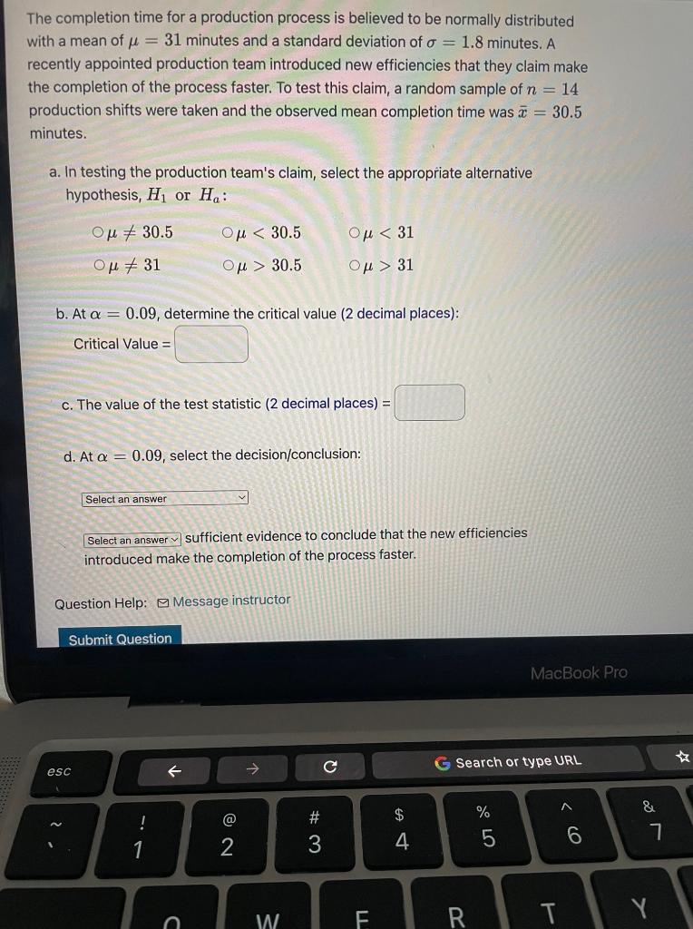 Solved The completion time for a production process is | Chegg.com