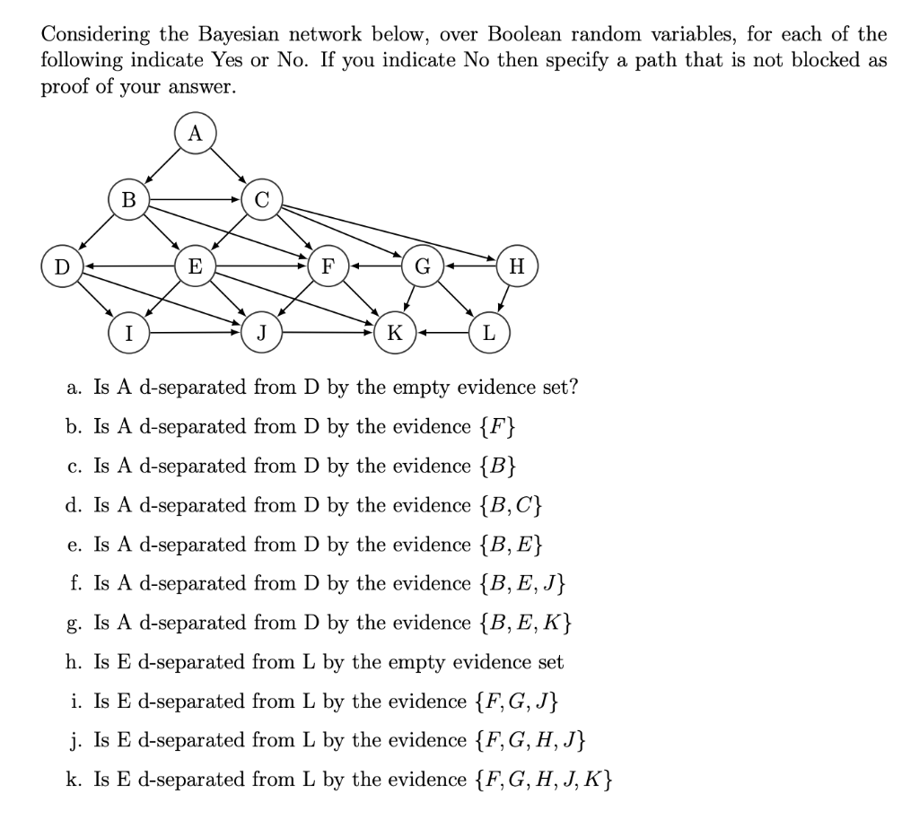 Solved Considering the Bayesian network below, over Boolean | Chegg.com