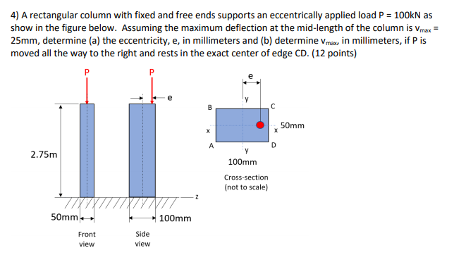 Solved 4) A rectangular column with fixed and free ends | Chegg.com