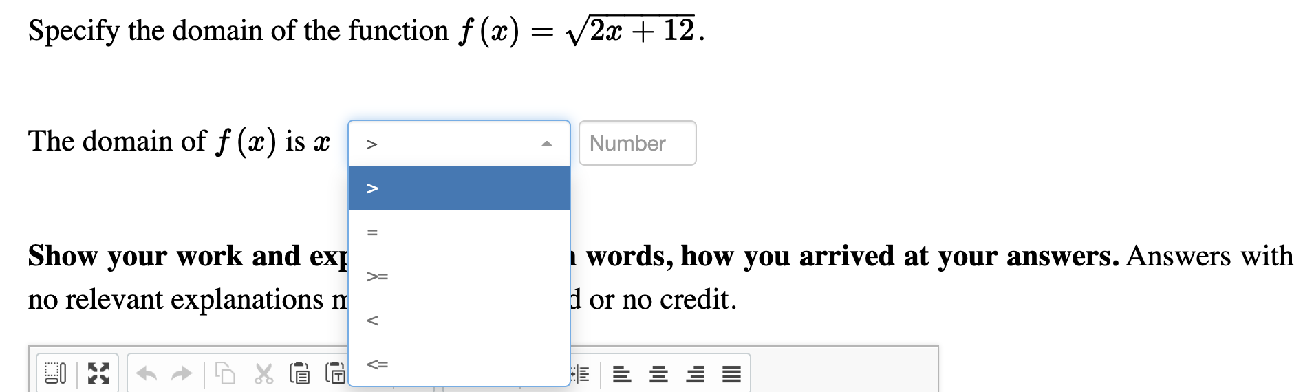 Solved Specify The Domain Of The Function F X 2x 12