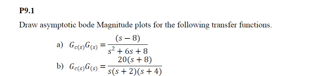 Solved Draw asymptotic bode Magnitude plots for the | Chegg.com