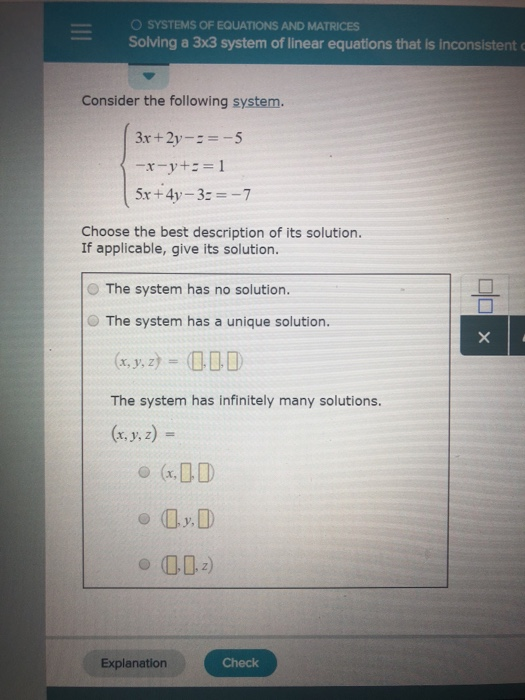 Solved O SYSTEMS OF EQUATIONS AND MATRICES Solving a 3x3 | Chegg.com