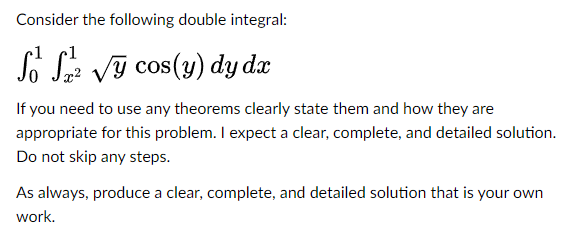 Solved Consider the following double integral: | Chegg.com