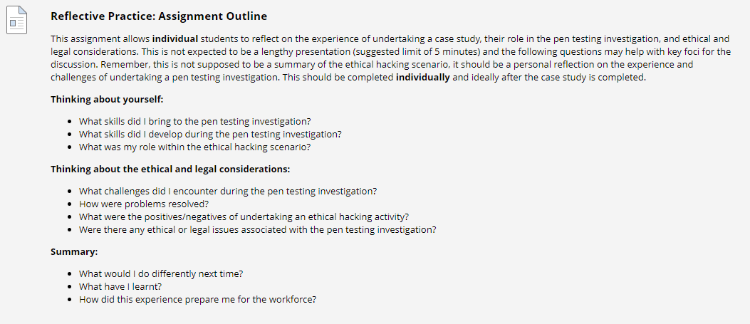 Reflective Practice: Assignment Outline This | Chegg.com