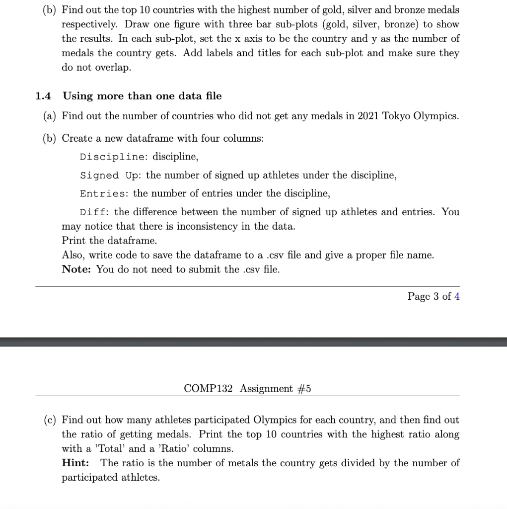 Solved Tokyo Olympics Dataset For this assignment, we will | Chegg.com