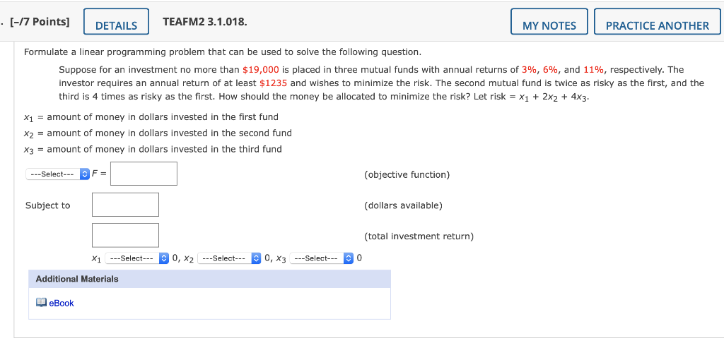 Solved Formulate a linear programming problem that can be | Chegg.com