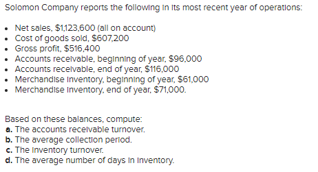 Solved Solomon Company reports the following in Its most | Chegg.com