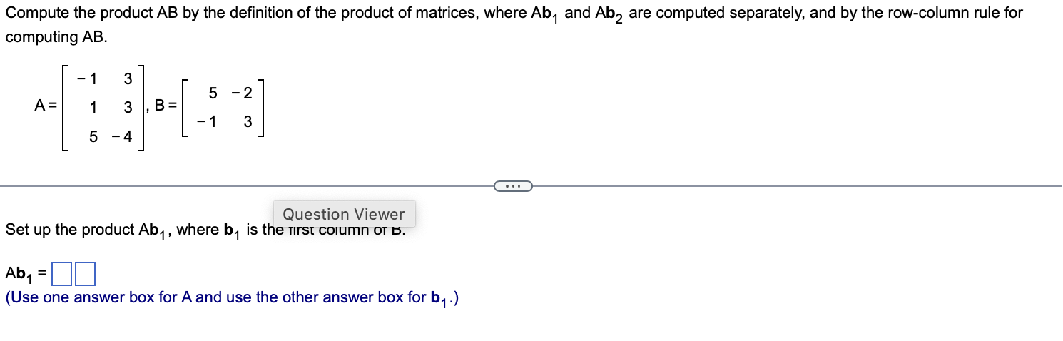 Solved Compute the product AB by the definition of the | Chegg.com