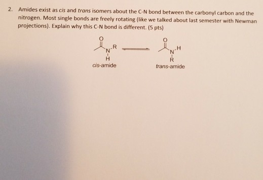 Solved 2. Amides exist as cis and trans isomers about the | Chegg.com